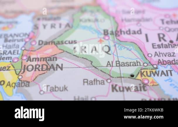 Location of Iraq, Political Map With Red Push Pin Pointing Stock Video ...