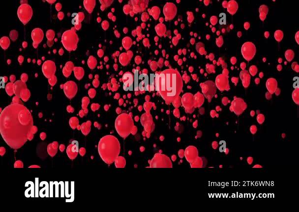 Red balloons rising on black background. Red Balloons rising up on ...
