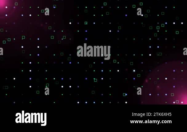 4K Randomly moving square and dots background with light leaks. Digital ...