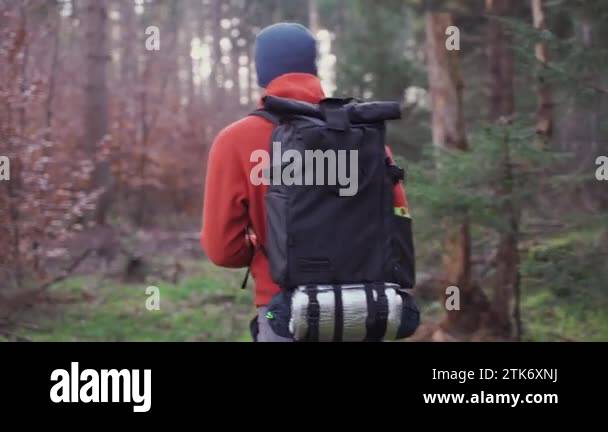 Outdoor mapping in hike. Man hiker uses smartphone to navigate in ...