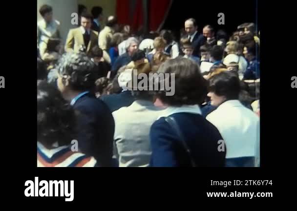 palermo, italy may 1970: crowd of people outside the church after the ...