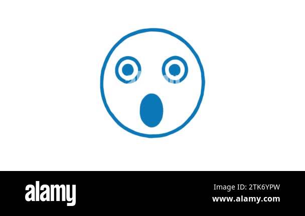 Emoticon surprised. Animated doodle emoticon. Alpha channel. Looped ...