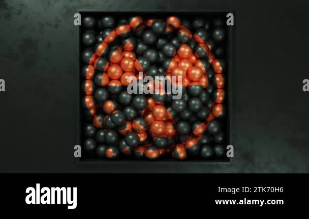 3d animation of a lot of small metal black balls. The balls fall into ...