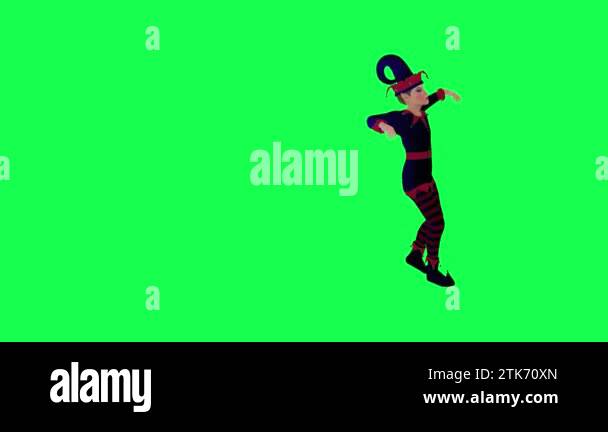 3D animated sprite dancer in red blue dress performing professional ...