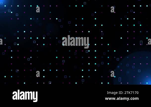 4K Randomly moving square and dots background with light leaks. Digital ...