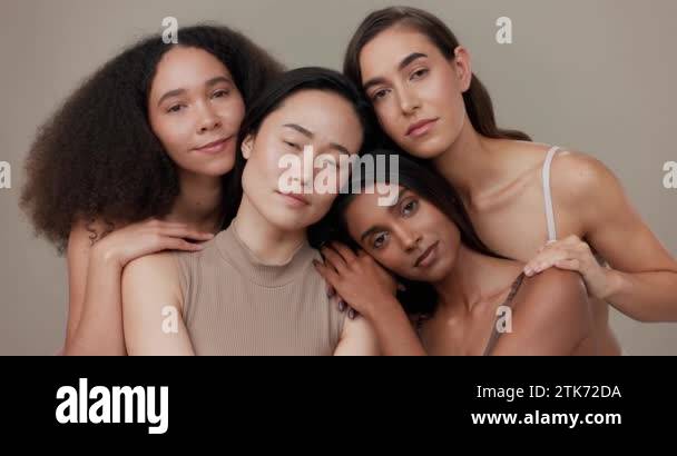 Diversity, beauty and women, portrait and cosmetics with wellness ...