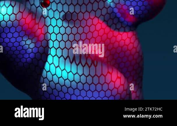 Abstract neon multicolored metaball with scale reptile texture meta ...