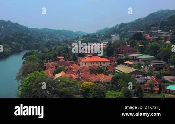 Skyline aerial drone view of Kandy lake, stunning place in the heart of ...