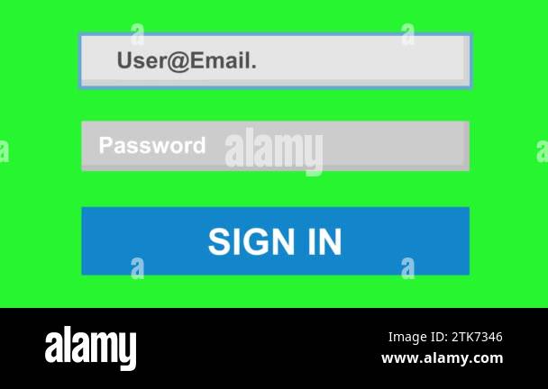 animation of classic user, password and submit form to enter an email ...