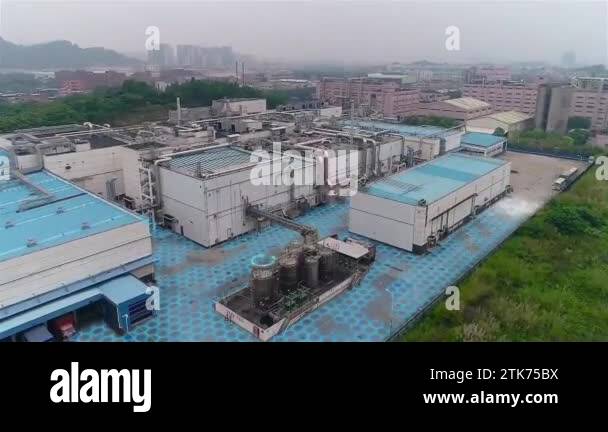 Modern factory from the air. The concept of a modern factory ...