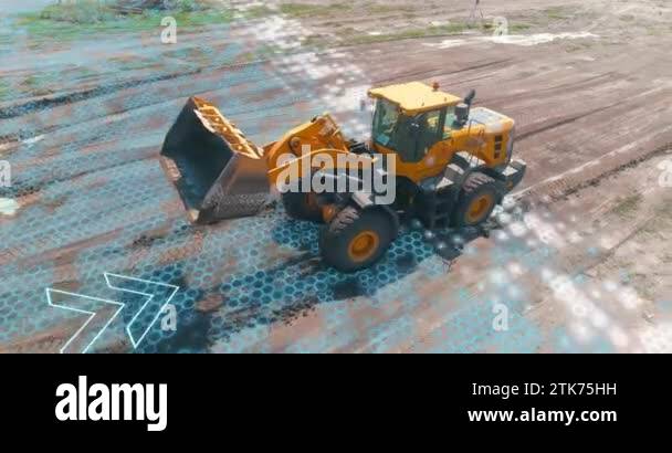 Smart bulldozer at the construction site. Smart building concept ... Smart bulldozer at the construction site. Smart building concept ...