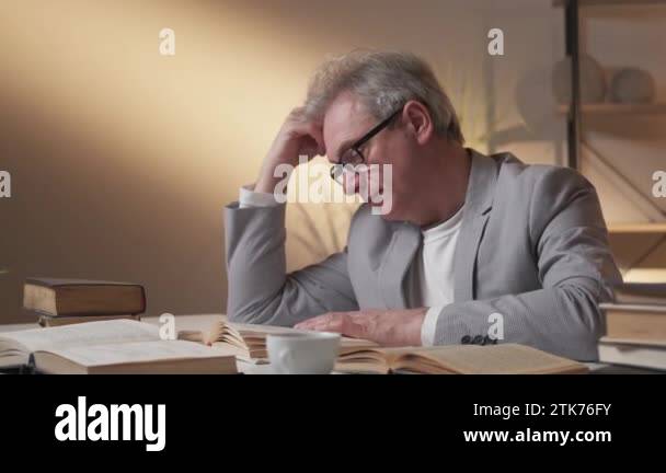 Research information. Exhausted man. Second degree. Tired aged male ...