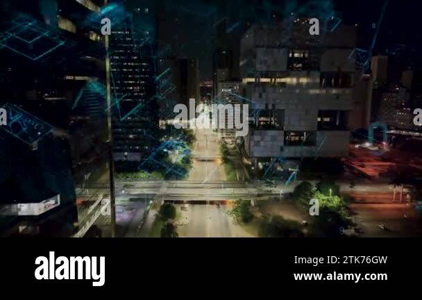 Rio de Janeiro Brazil. Aerial cyber city cityscape of smart city ...