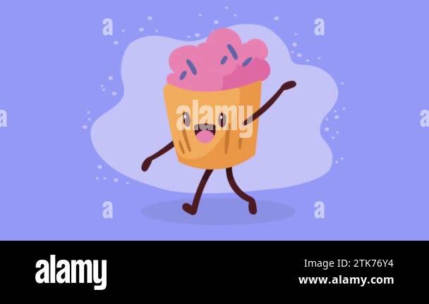 cupcake kawaii food character animation , 4k video animated Stock Video ...