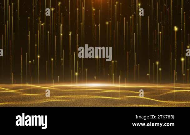 golden particle rising and particle wave stage background Stock Video ...