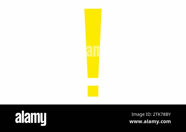 Animated yellow symbol of exclamation mark. Looped video. Concept of warning, attention ...