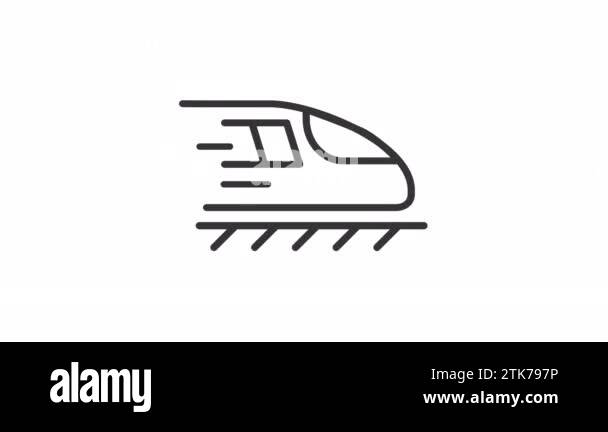 Animated train linear icon. Rail road. Passenger and cargo ...