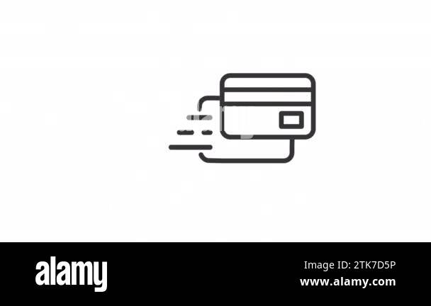 Animated credit card linear icon. Electronic money. Financial ...