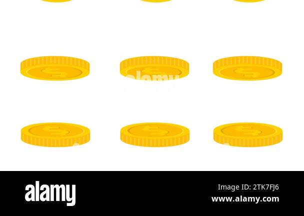 2d animation Raising of golden coins stacks on white background. Money ...