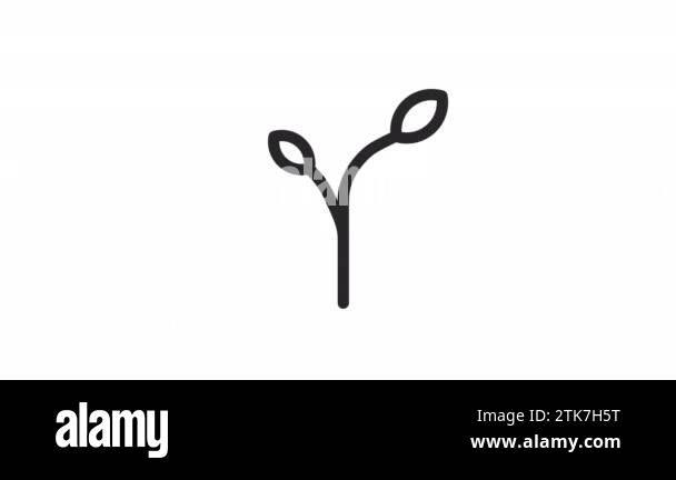 Animated withering linear icon. Wilted plant. Dying seedling ...