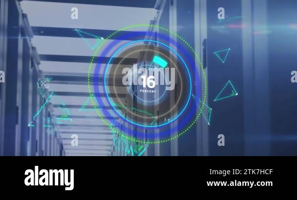 Animation of percent text, countdown from 0 to 100 in loading circles, connected dots, server ...