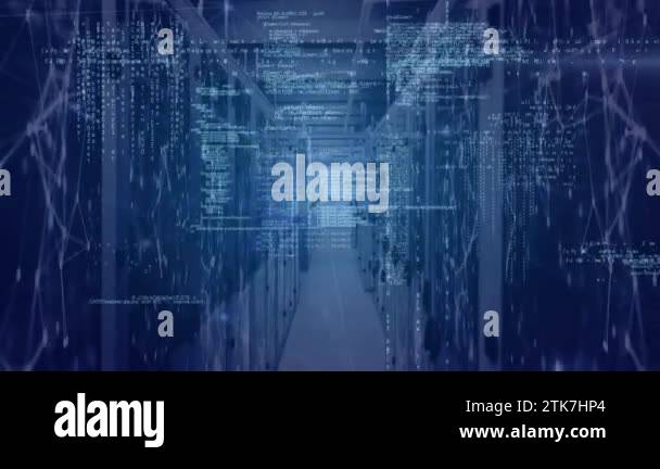 Animation Of Computer Language And Connected Dots Moving Over Network 7628