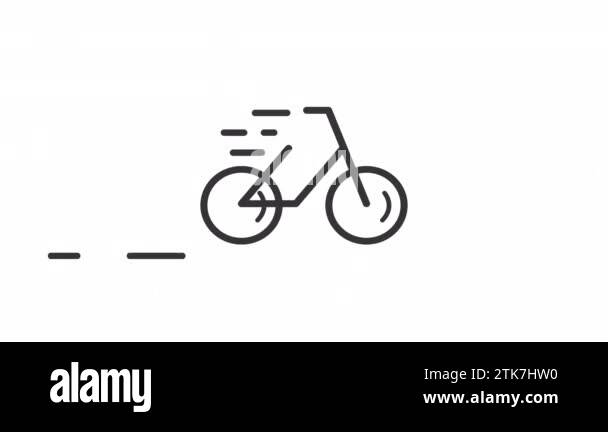 Animated bicycle linear icon. Transportation and recreation. Sport ...