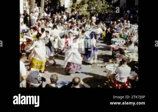 Gran Canaria, Spain june 1965: Spanish folklore traditional dance scene ...
