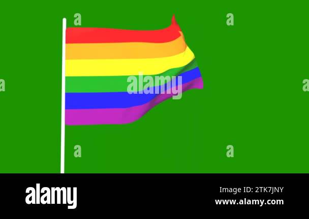 LGBT flag on green screen. 3D animation. Liberal values, diversity ...