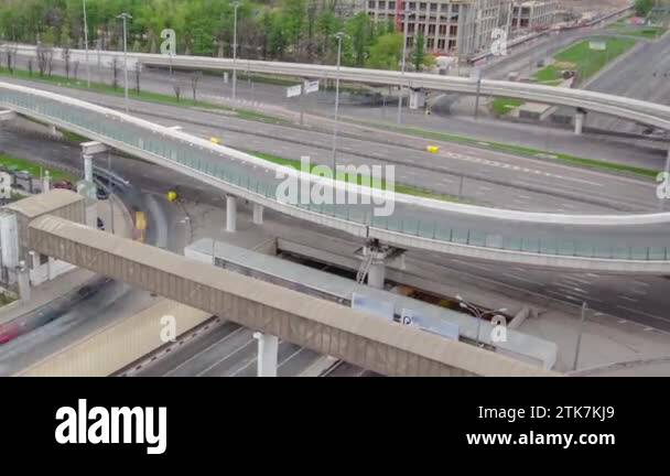 Urban transportation - rush hour traffic on a city roads aerial ...
