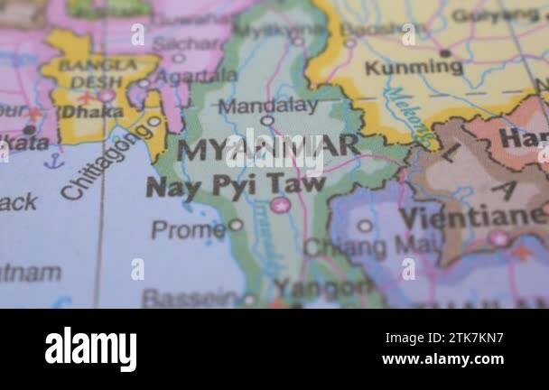 Location of Myanmar on The Political Map Travel Concept Macro Close-Up ...