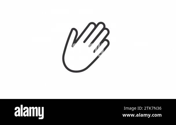 Animated waving hand linear icon. Nonverbal communication. Greeting and ...