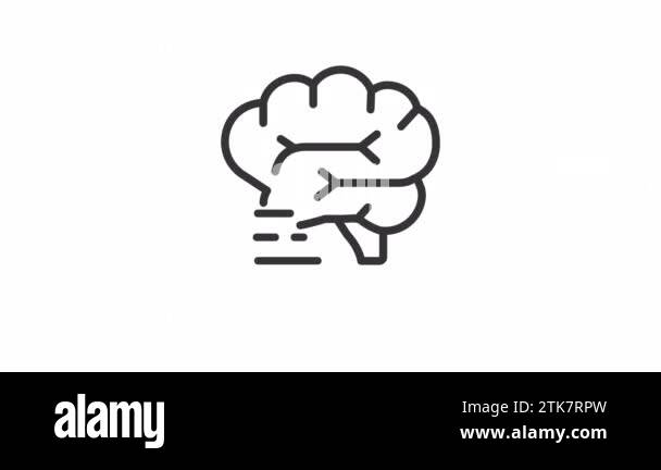 Animated brain activity linear icon. Cognitive process. Human body ...