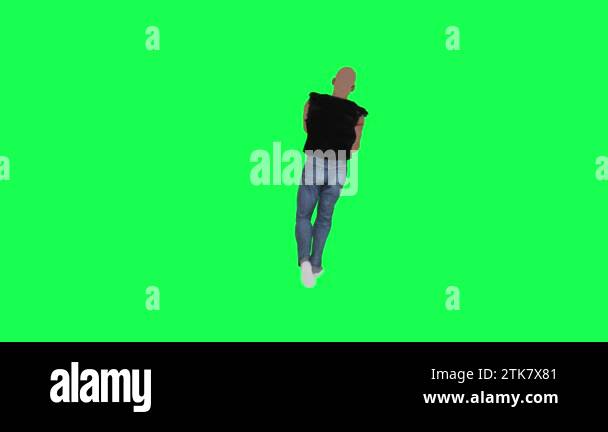 Criminal man and drug addict gangster with athletic body in green ...