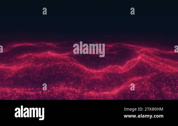 Abstract landscape in red colors, particles background, glow particles ...