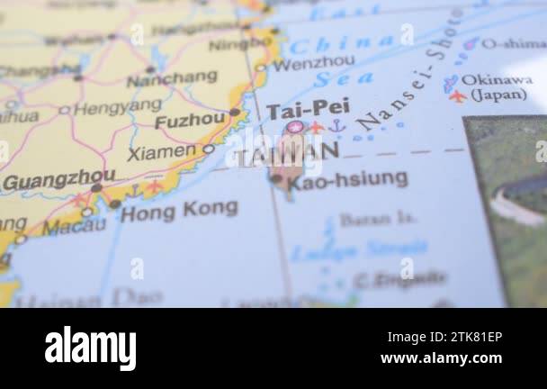 Location of Taiwan , Political Map With Red Push Pin Pointing Stock ...