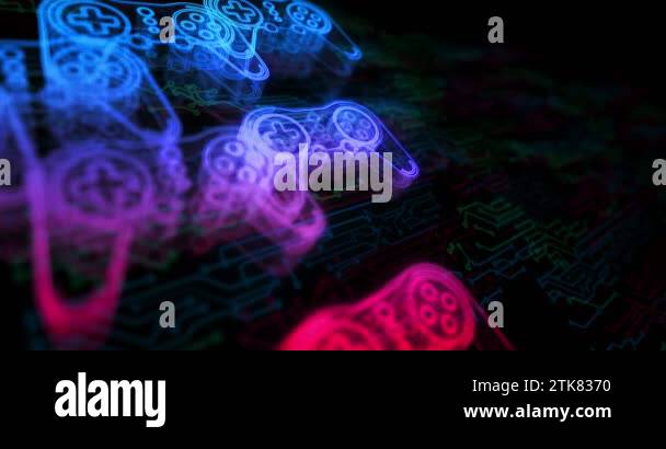 Esport retro video game pad and digital sport gaming hologram symbol ...