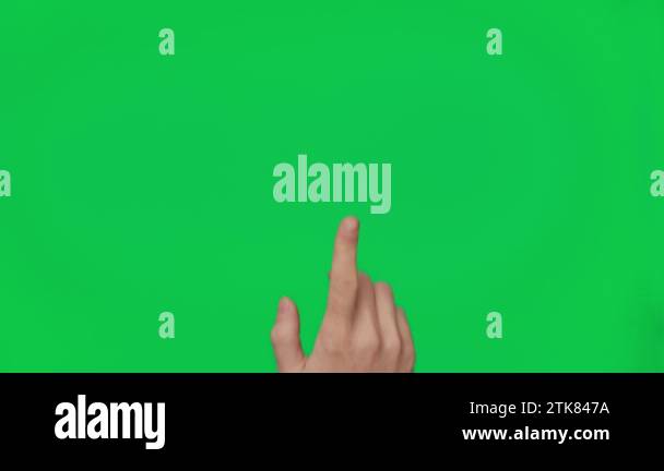 Male hand touching, clicking, tapping, sliding and swiping on chroma ...
