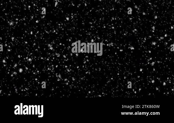Slow-motion Snowfall on Black Background. Realistic Looking Snowfall ...