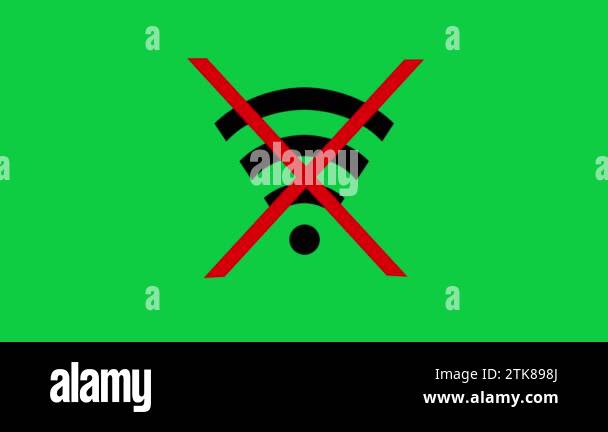 Crossed out symbol appears on wifi signal icon, 4k green screen ...