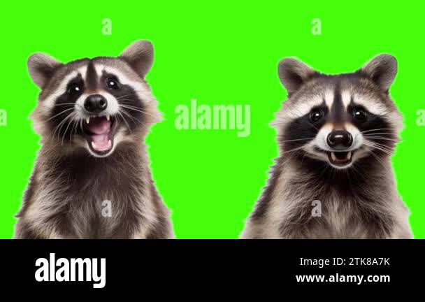 Funny Raccoons character on Green Screen Stock Video Footage - Alamy