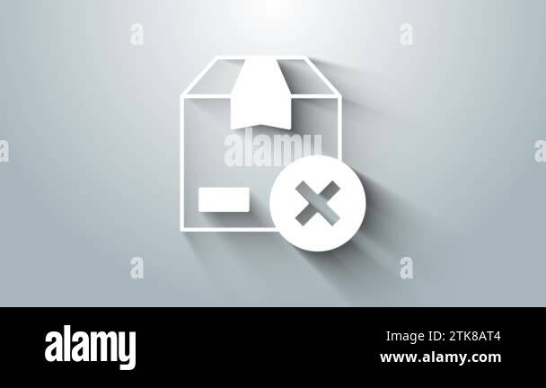 White Carton cardboard box and delete icon isolated on grey background ...