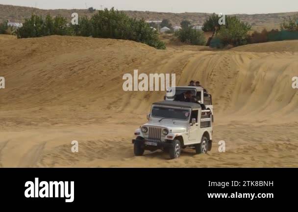 Desert Jeep Safari on the sand dunes. Jeep safaris in the Thar desert ...
