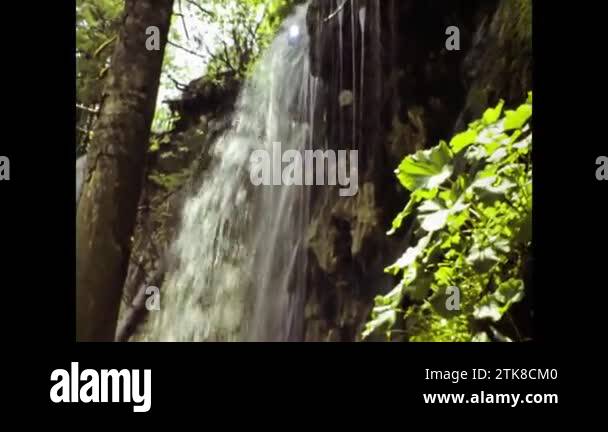Pula, Croatia june 1984: Waterfalls in nature green foliage scene in ...