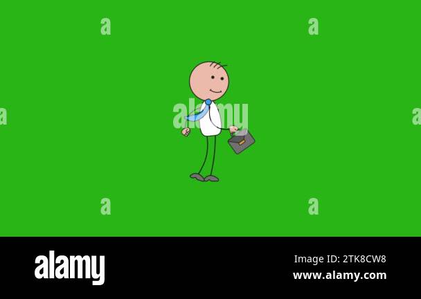 stickman businessman walking animation, hand drawn cartoon motion ...