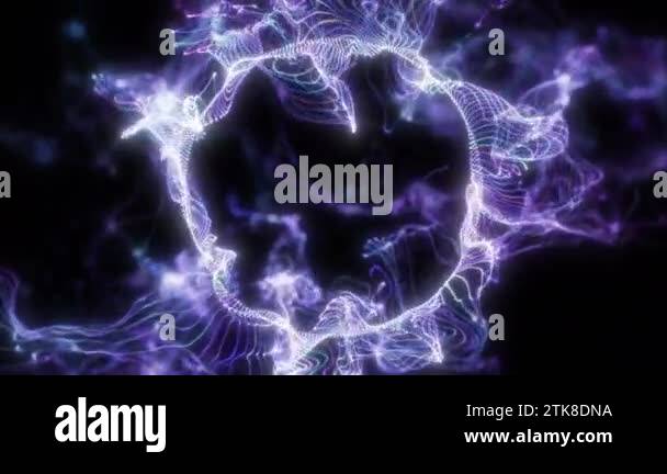 abstract blue background with Particles spread from circles loop and ... abstract blue background with Particles spread from circles loop and ...