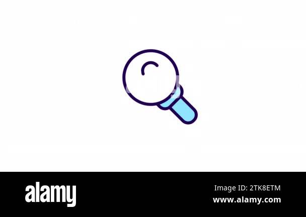 Animated lens color icon. Magnifying glass. Increasing text size ...