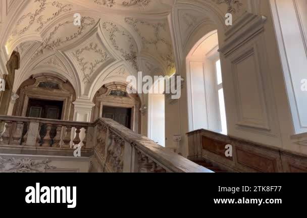 Marble stairs inside the summer residence (palace) of the Neapolitan ...