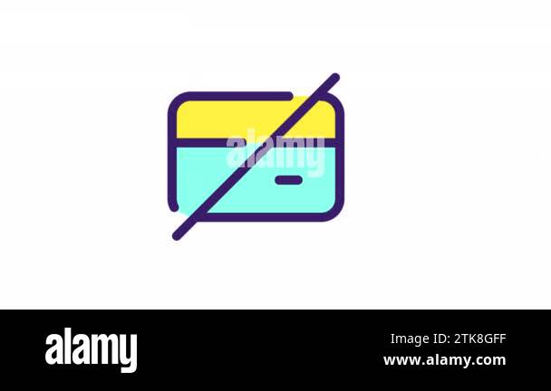 Animated decline card color ui icon. Deactivate credit card. Finance ...