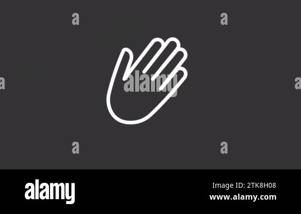 Animated waving hand white line icon. Nonverbal communication. Greeting ...